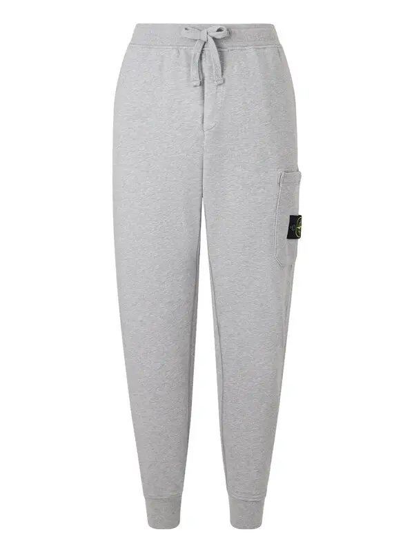 Stone Island Logo-appliquéd Organic Cotton-jersey Sweatpants - Gray
