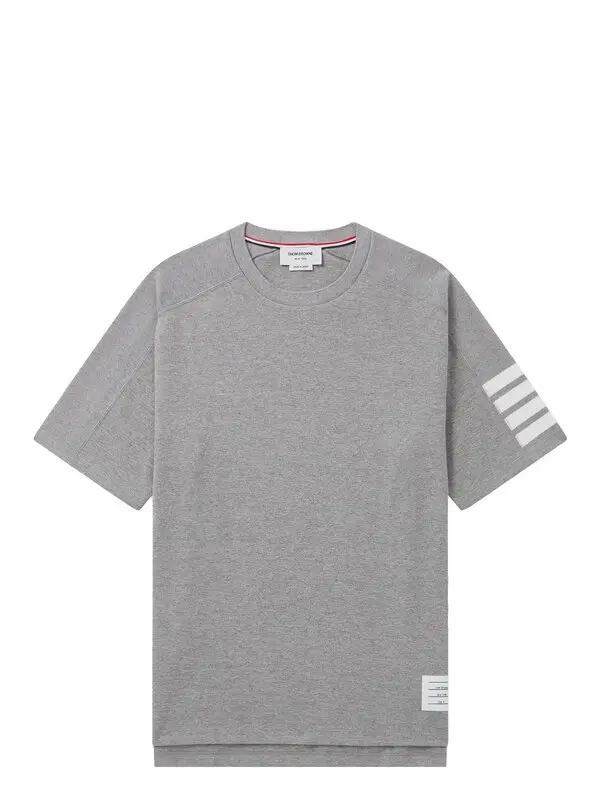 Thom Browne Striped Cotton-jersey T-shirt - Gray