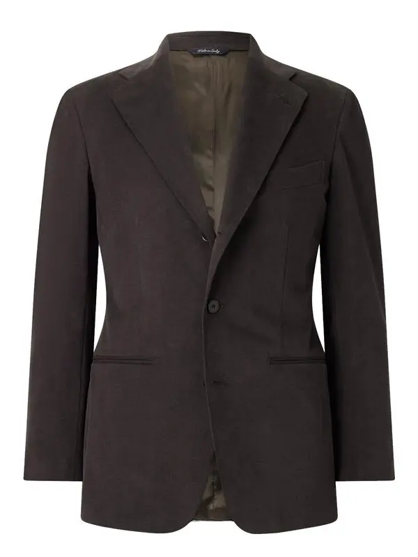 SAMAN AMEL Cotton-blend Twill Suit Jacket - Brown