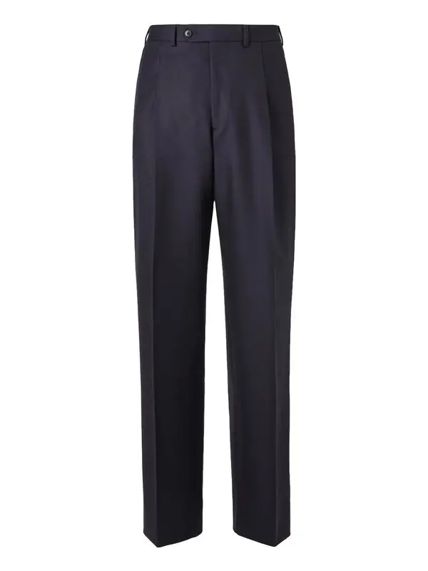 SAMAN AMEL Amo Straight-leg Cotton-blend Suit Trousers - Blue