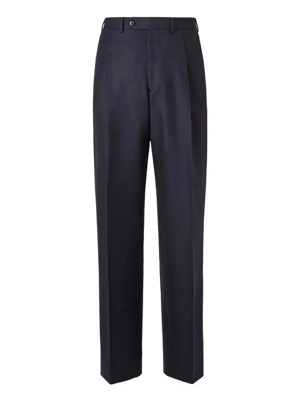 SAMAN AMEL Amo Straight-leg Cotton-blend Suit Trousers - Blue