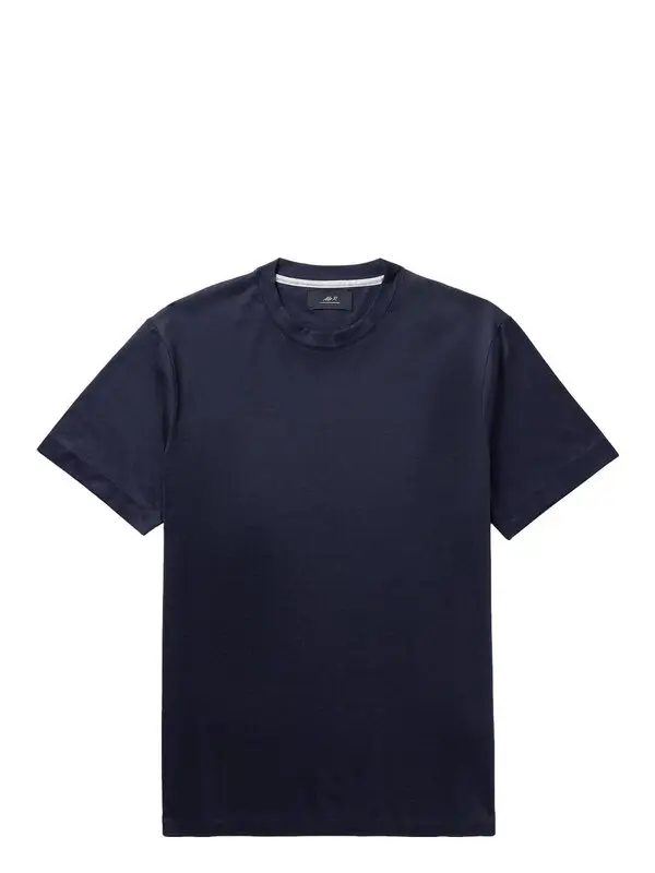 Mr P. Silk And Cotton-blend T-shirt - Blue