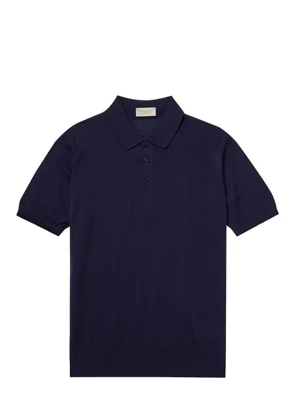 John Smedley Cotton And Cashmere-blend Polo Shirt - Blue