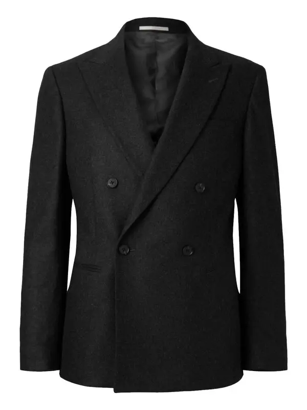 Mr P. Double-breasted Cashmere-blend Flannel Suit Jacket - Black