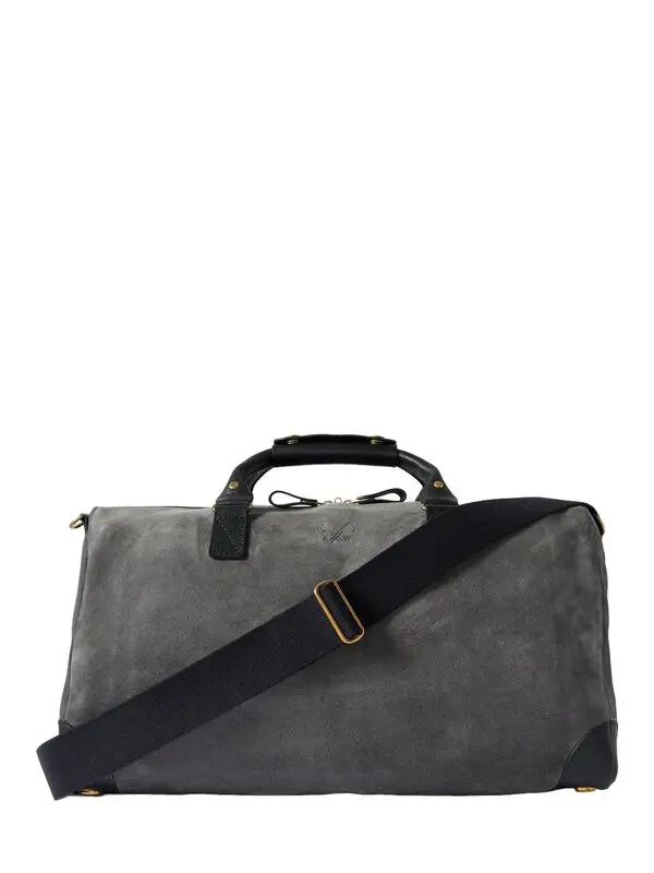 Bennett Winch Commuter Leather-trimmed Suede Holdall - Gray