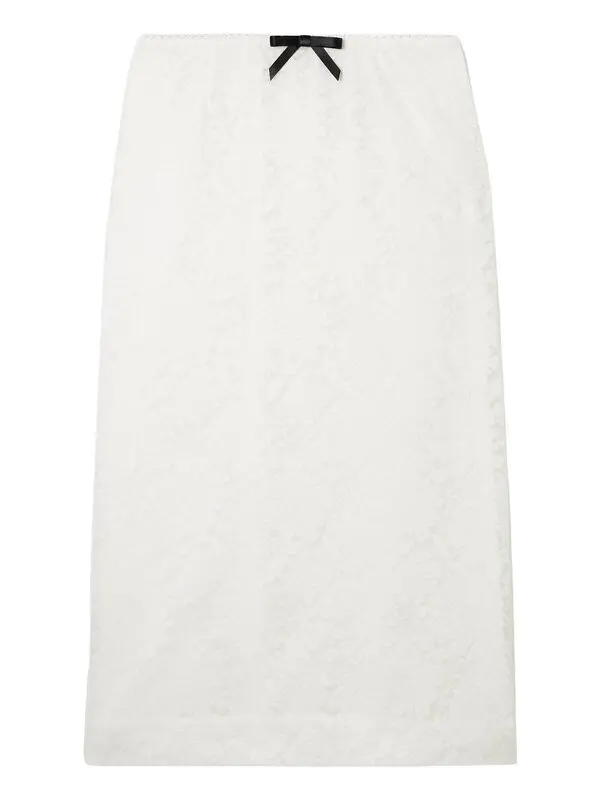 SHUSHU/TONG Bow-embellished Lace Midi Skirt - White