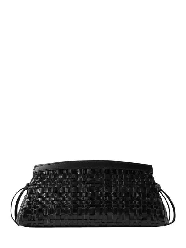 Staud Maude Woven Leather Clutch - Black