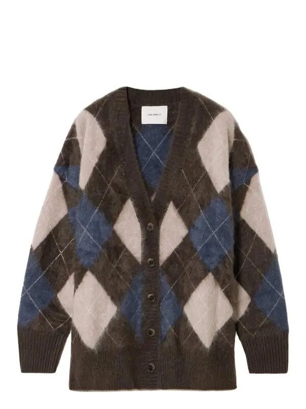 LISA YANG Elaria Argyle Brushed Cashmere-jacquard Cardigan - Brown
