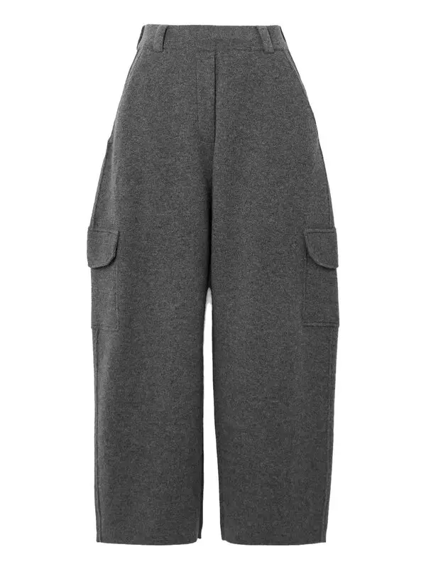 LISA YANG Azaria Cashmere Barrel-leg Cargo Pants - Gray