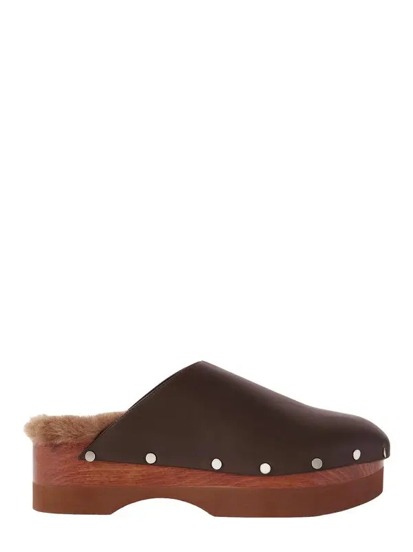 Le Monde Beryl Agnes Shearling-lined Leather Clogs - Brown