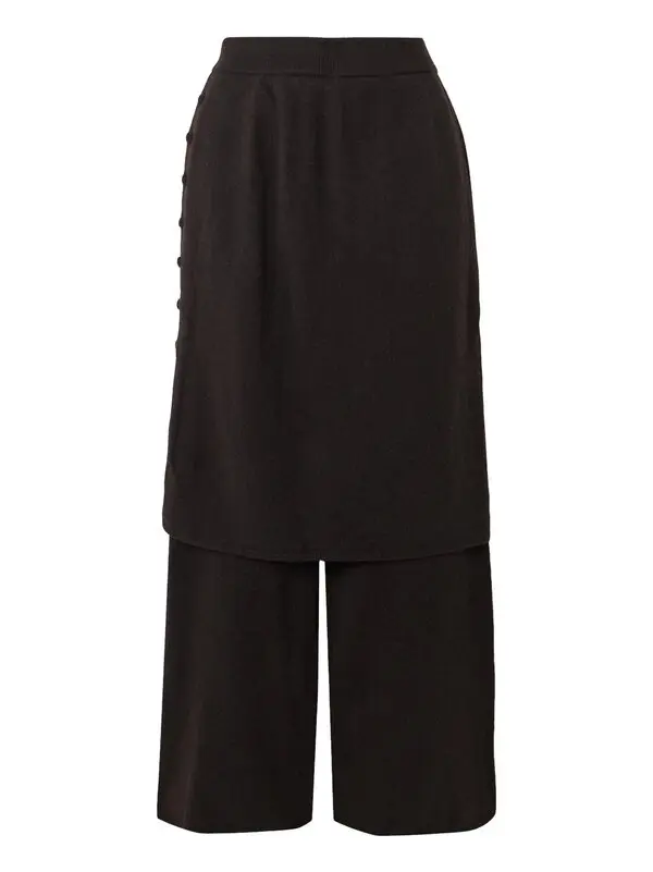 LISA YANG Payton Layered Cashmere Wide-leg Pants - Brown