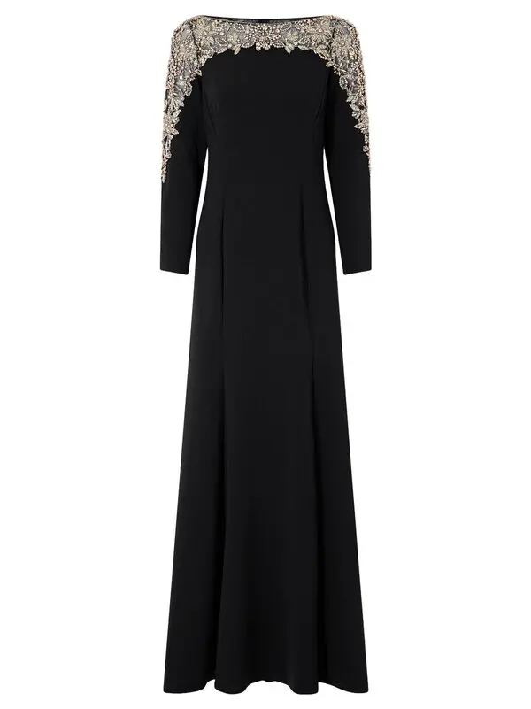 Jenny Packham Embellished Jersey Gown - Black