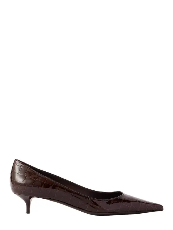 JIMMY CHOO Amelia Croc-effect Leather Pumps - Brown