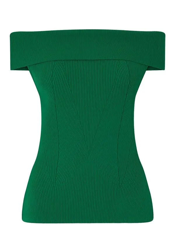 Givenchy Off-the-shoulder Ribbed-knit Top - Green