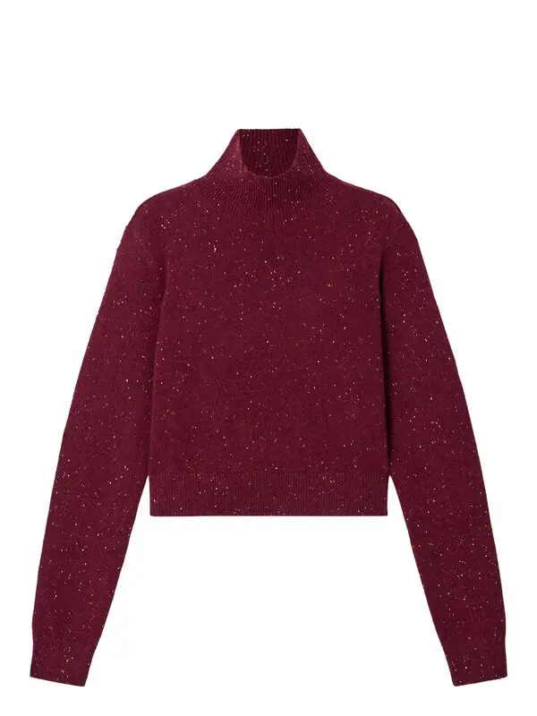 FRAME The Fleck Cashmere Turtleneck Sweater - Burgundy