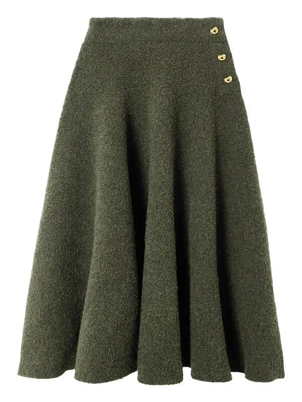 Bottega Veneta Wool-blend Bouclé Midi Skirt - Green