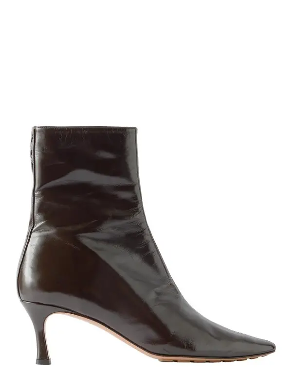 Bottega Veneta Sofia Glossed-leather Ankle Boots - Brown