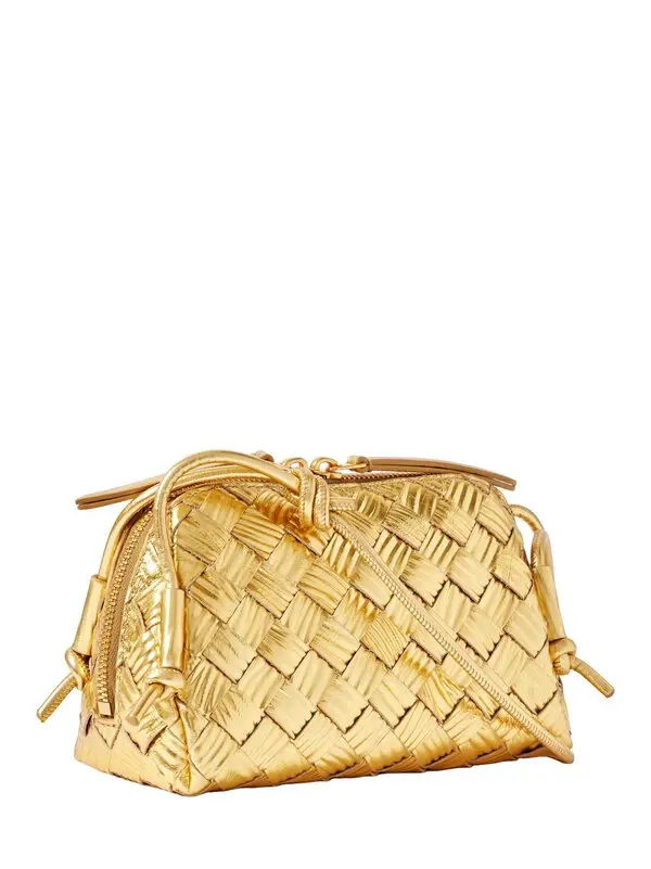 Bottega Veneta Intrecciato Metallic Textured-leather Pouch - Gold
