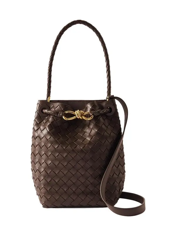 Bottega Veneta Andiamo Intrecciato Leather Bucket Bag - Brown