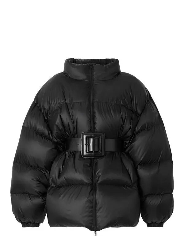 Balenciaga Hourglass Belted Quilted Down Jacket - Black