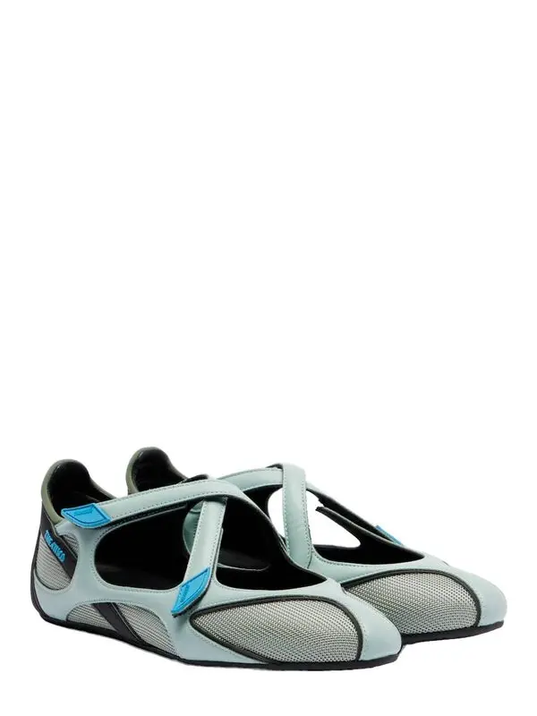 Attico Floor 01 Leather-trimmed Ballet Flats - Blue