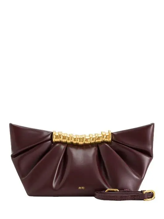 Jw Pei Leia Pleated Faux Leather Clutch - Deep Burgundy