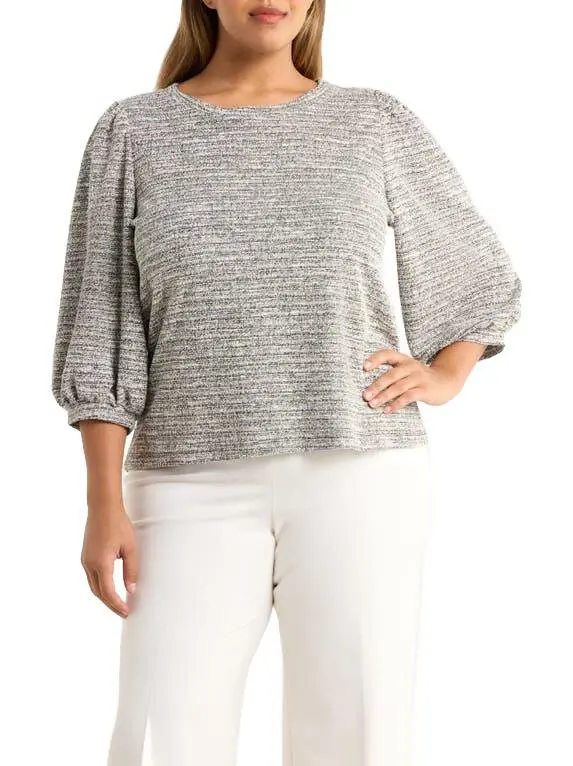 Anne Klein Balloon Sleeve Knit Top - Anne Black/white Dove