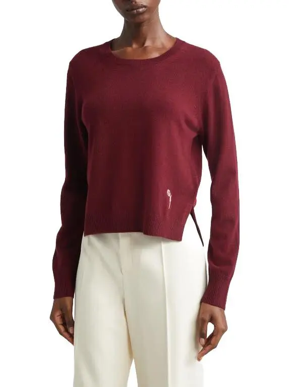 Erdem Floral Embroidered Cashmere Sweater - Mulberry Red