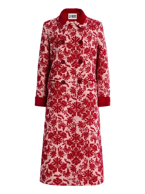 La Veste Miranda Flocked Wool Coat - Red