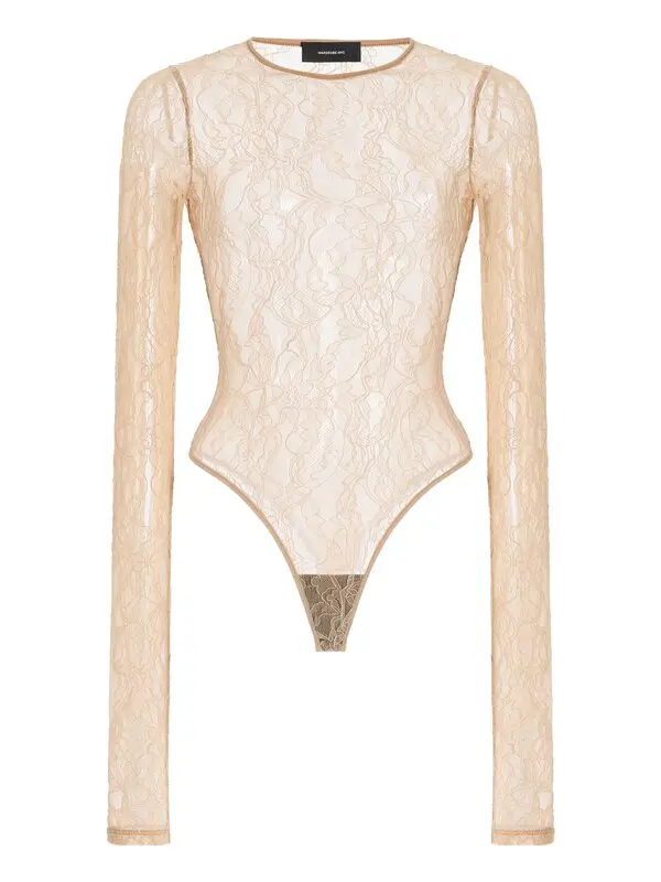 Wardrobe.NYC Lace Bodysuit - Khaki