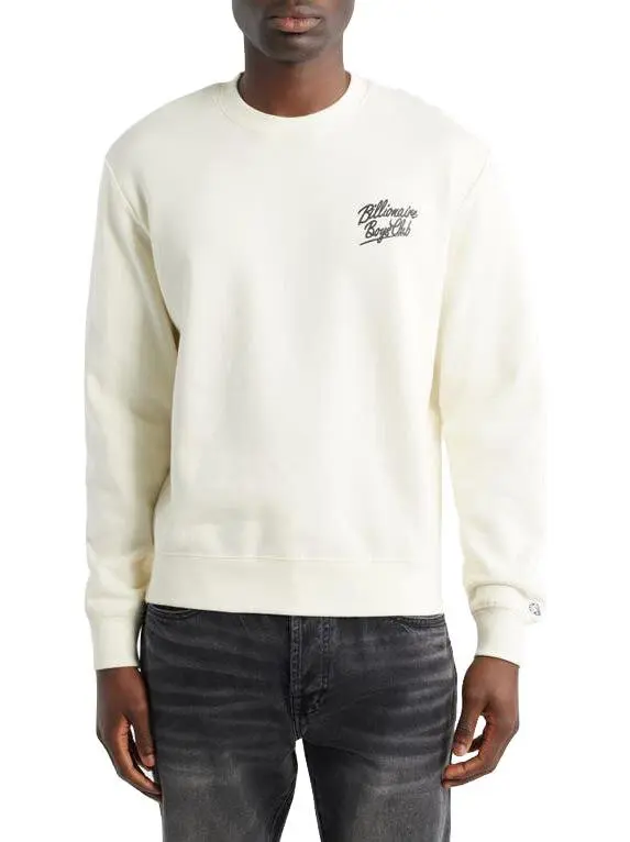 BILLIONAIRE BOYS CLUB Small Script Cotton Sweatshirt - Winter White