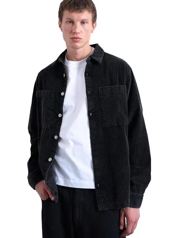 Topman Washed Corduroy Overshirt - Black