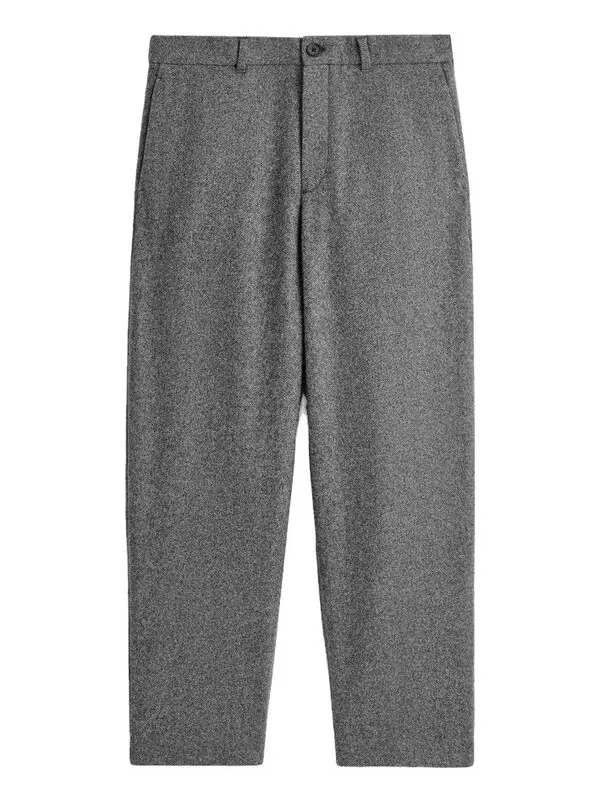 Cos Birdseye Wool Barrel-leg Pants - Gray