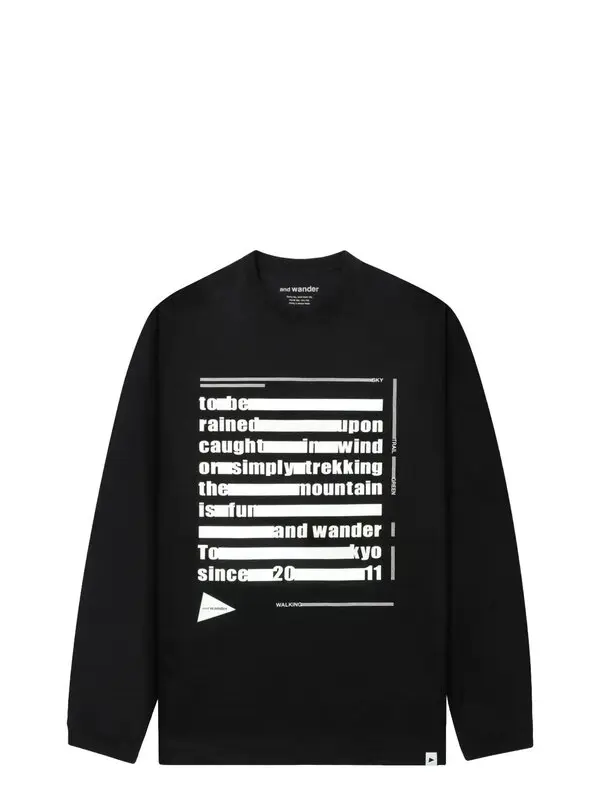AND WANDER Long-sleeve Graphic Sweatshirt - Black