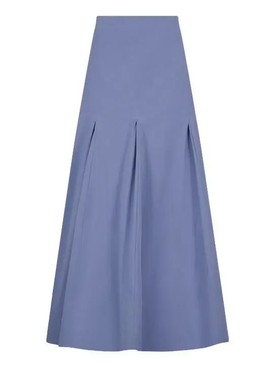 Lela Rose Cotton Poplin A-line Skirt - Blue
