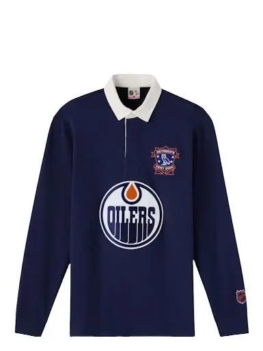 OVO Nhl Edmonton Oilers Rugby Polo Shirt - Navy Blue