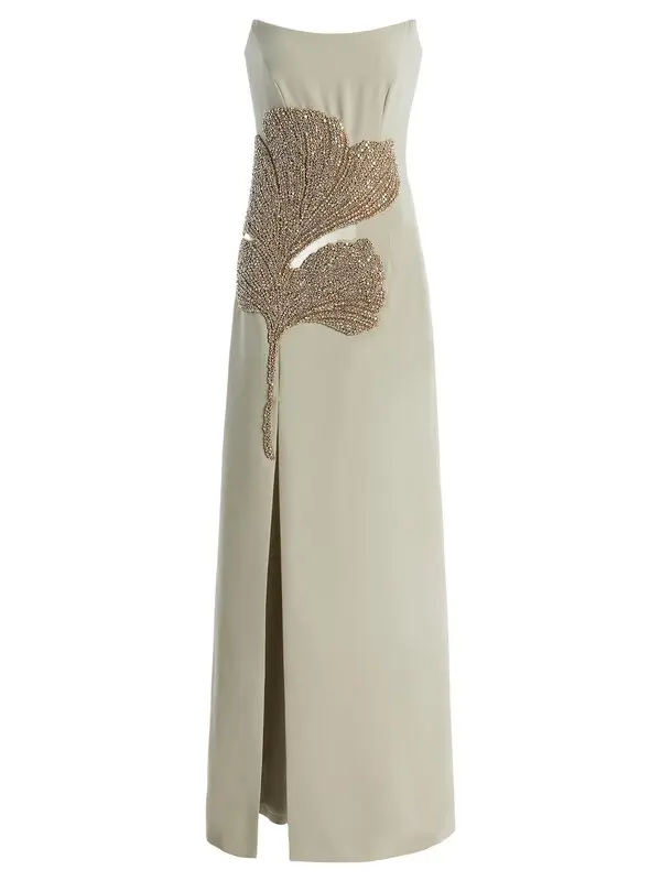 Costarellos Faranna Crystal-appliquéd Crepe Gown - Green
