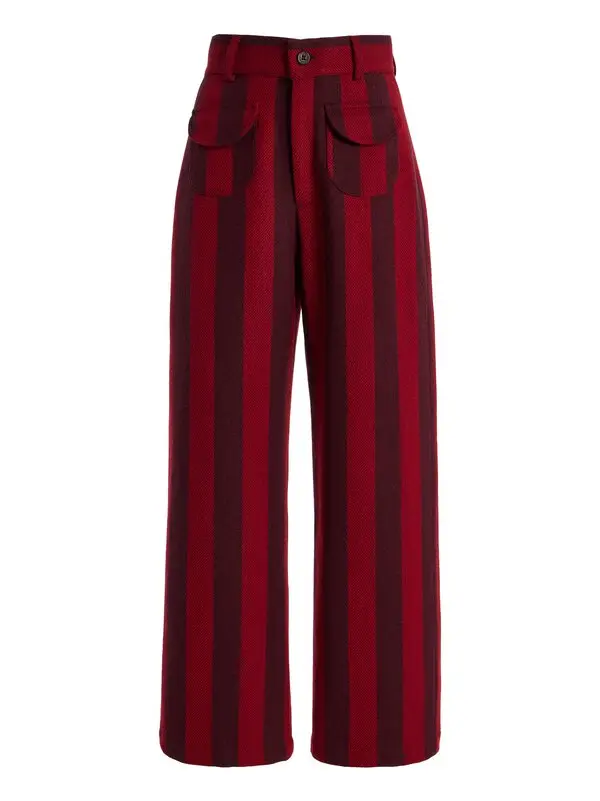 La Veste Jason Striped Wool Trousers - Red