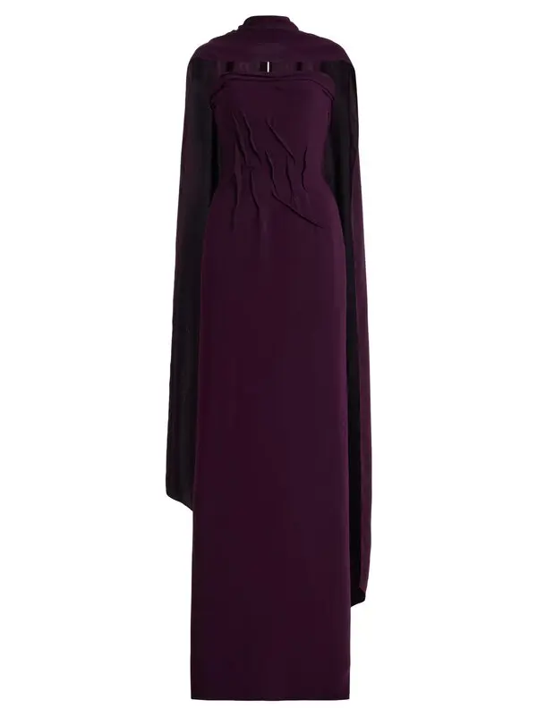 MARMAR HALIM Hand-sculpted Crepe Cape Gown - Purple