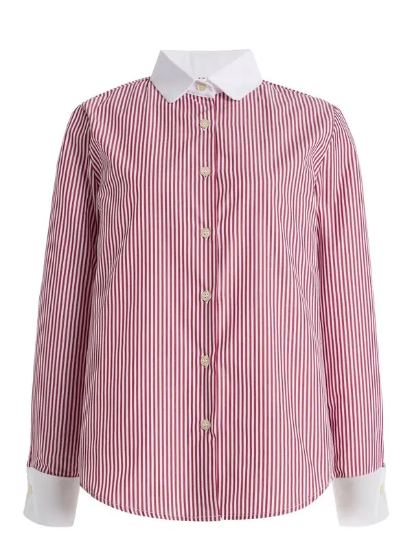 La Veste Shelby Striped Wool-cotton Shirt - Red