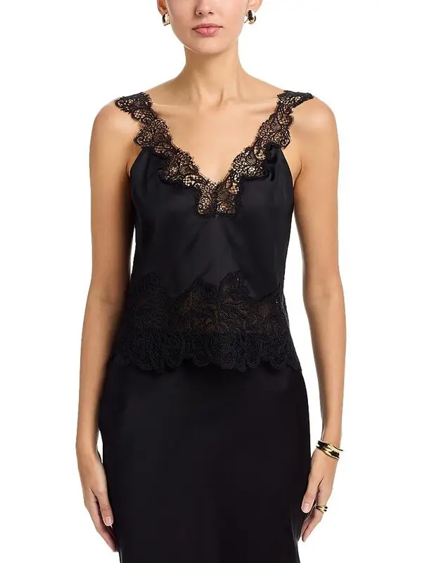 Ramy Brook Jen Lace Trim Top - Black