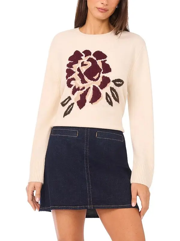 Vince Camuto Rose Crewneck Pullover Sweater - Birch