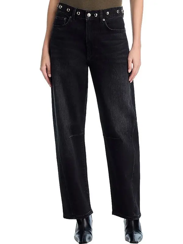 Rails Samo High-rise Straight Jeans - Black Stone Studded