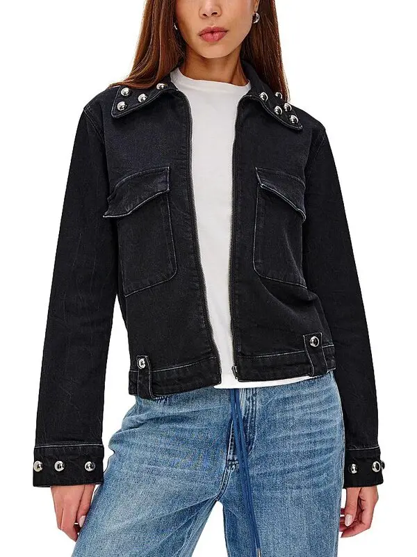 Rails Roxbury Studded Denim Jacket - Black Stone