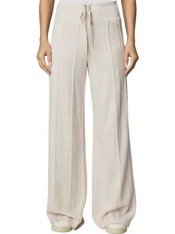 Splendid Cable Lounge Wide Leg Pants - Pale Oak Heather