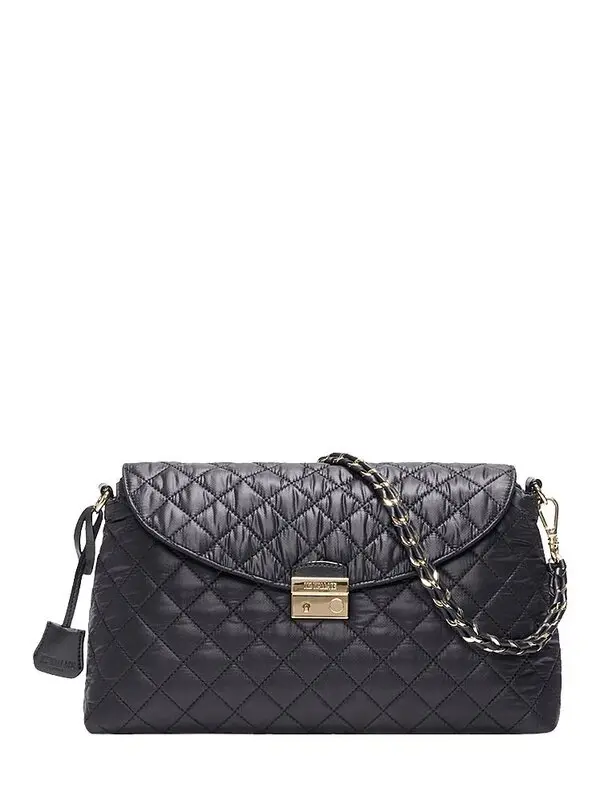 Mz Wallace Crosby Lock Medium Quilted Shoulder Bag - Black/light Gold