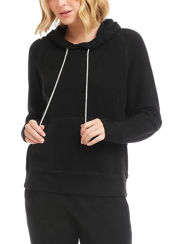 Karen Kane Rhinestone Drawstring Hoodie - Black