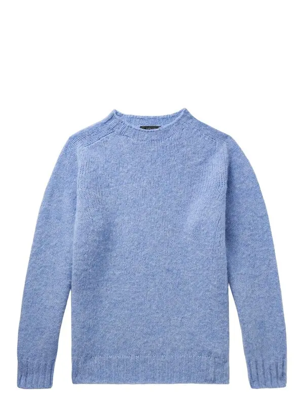 BEAMS Shaggy Bernard Wool Sweater - Blue