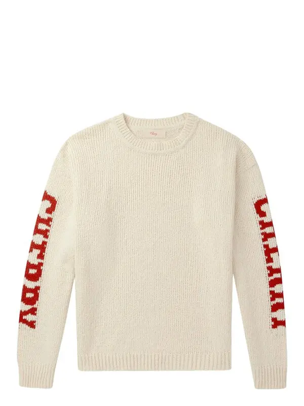 CHERRY LOS ANGELES Logo-intarsia Cotton Sweater - Neutrals