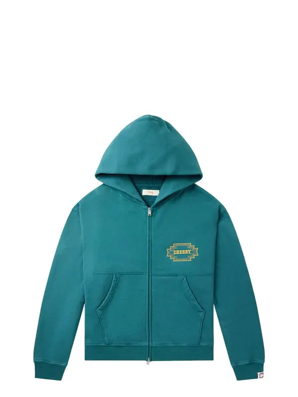 CHERRY LOS ANGELES Cotton-jersey Zip-up Hoodie - Green